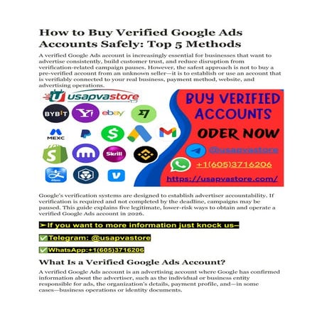 How to Safely Buy and Verify Google Ads Accounts in 2026 | PDF