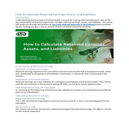 How to Calculate Retained Earnings Assets and Liabilities | PDF | Free ...