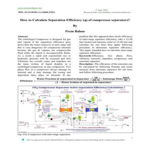 How to Calculate Separation Efficiency of compressor separators By Prem Baboo.pdf | Physics ...