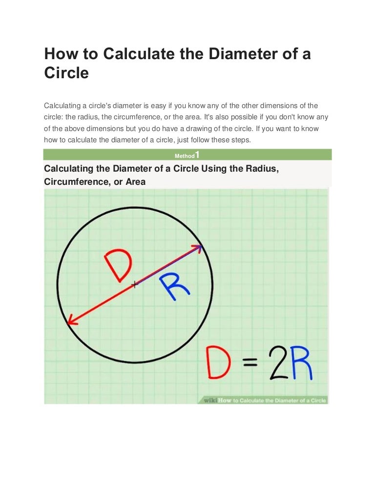 How To Calculate The Diameter Of A Circle How To Calculate The Diameter Of A Circle
