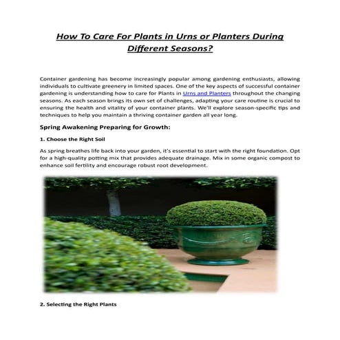seasonal plant care, nursery expert’s tips, plant care guide | PDF