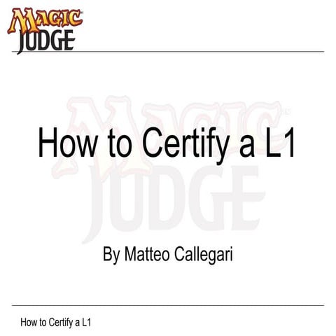 How to Certify a L1 | PPT