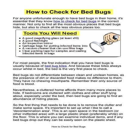 How to check for bed bugs | PDF | Interior Decorating | Home & Garden