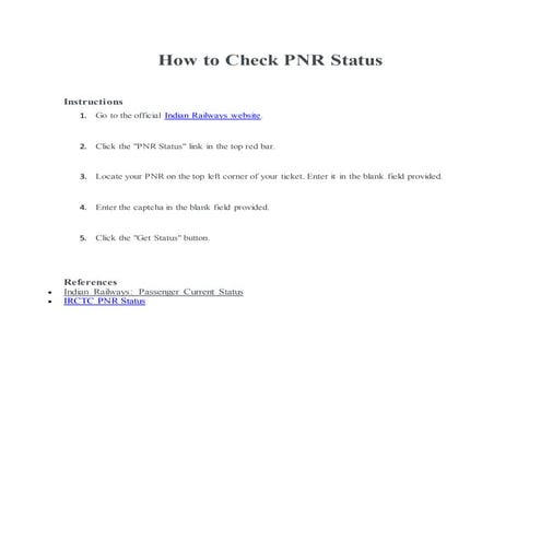 How to check pnr status | DOCX