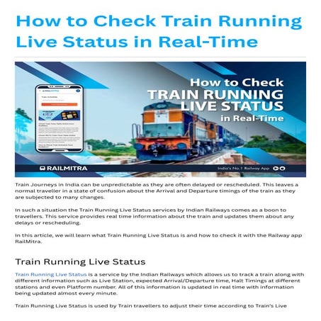 How to Check Train Running Live Status in Real-Time | PDF