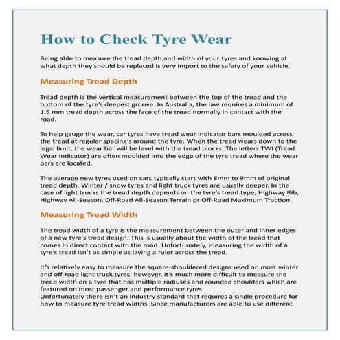 How to check tyre wear | PDF