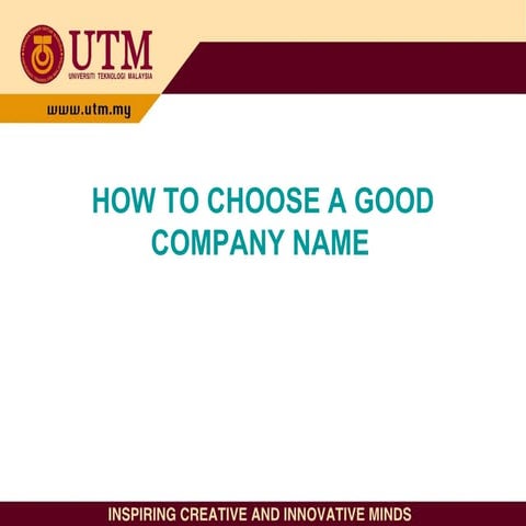 How to Choose a Good Company Name | PPT