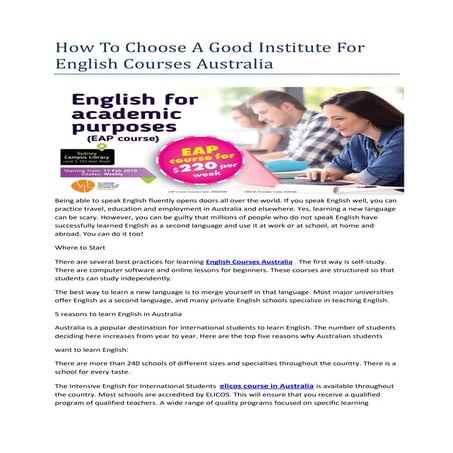 elicos course in australia | PDF