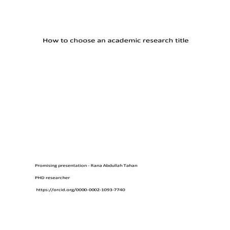 How to choose an academic research title | PDF