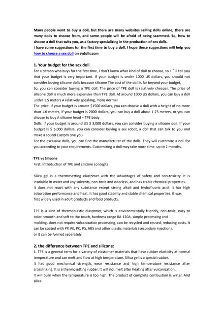 How To Choose Your First Sex Doll Pdf