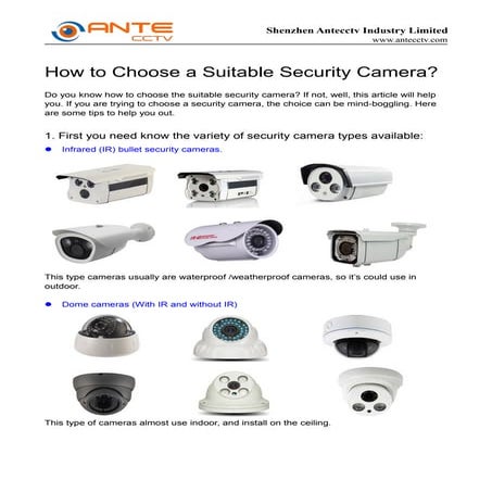 How to choose a suitable security camera? | PDF