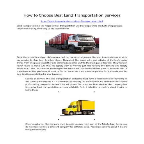 How to choose best land transportation services | PDF