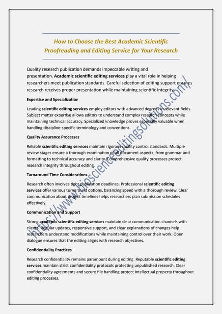Choosing the Right Editing Services for your Academics Manuscript: Editage | PPTX