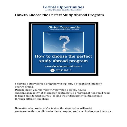 How to Choose the Perfect Study Abroad Program | PDF