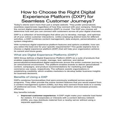 How to Choose the Right Digital Experience Platform (DXP) for Seamless ...