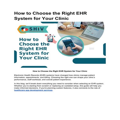 Find the Right EHR System for Your Healthcare Clinic | PDF
