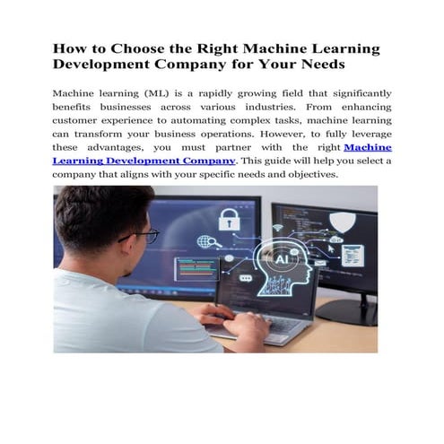 How To Choose The Right Machine Learning Development Company For Your