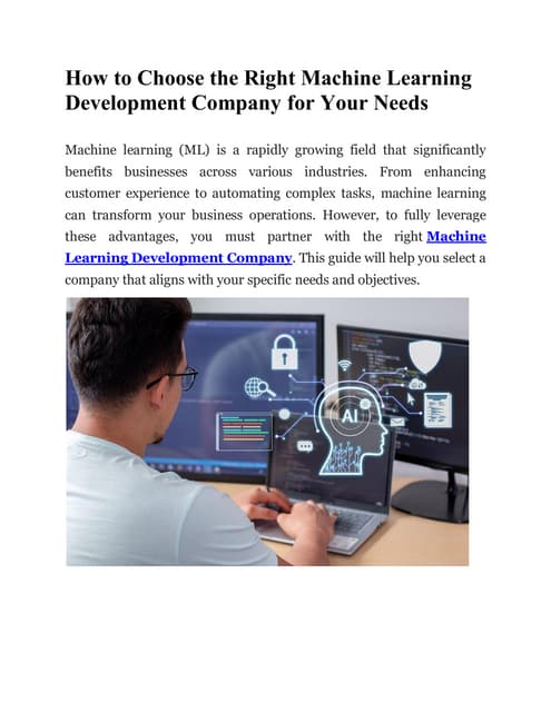 How To Choose The Right Machine Learning Development Company For Your
