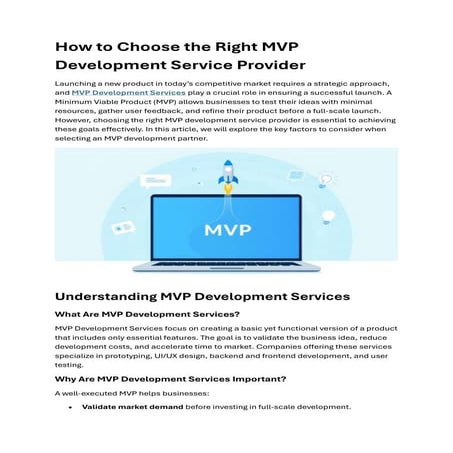 How to Choose the Right MVP Development Service Provider | PDF