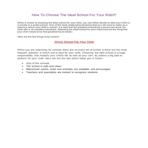 How to choose the school | DOCX