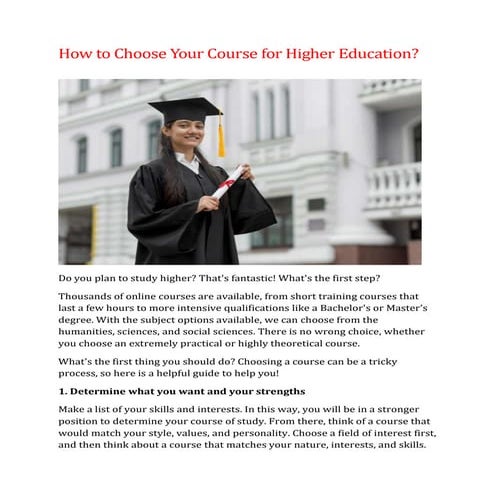 How to choose your course for higher education? | PDF