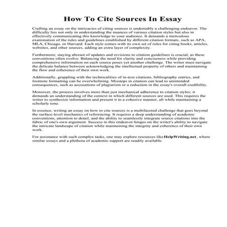 How To Cite Sources In Essay. 4 Ways to Cite an Essay - wikiHow | PDF