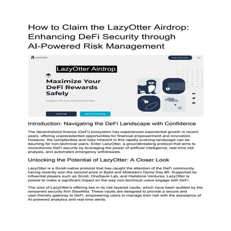 How to Claim the LazyOtter Airdrop - Enhancing DeFi Security through AI ...