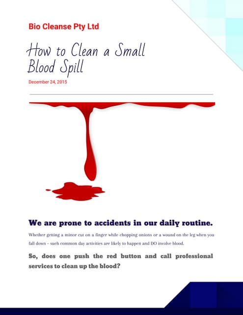 Blood and Body Fluid Spill Management | PPT