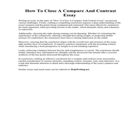 How To Close A Compare And Contrast Essay | PDF