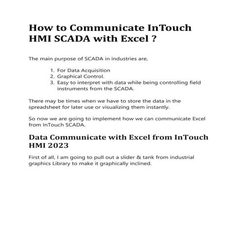 How to Communicate with Excel from Intouch SCADA | DOCX | Computing | Technology & Computing