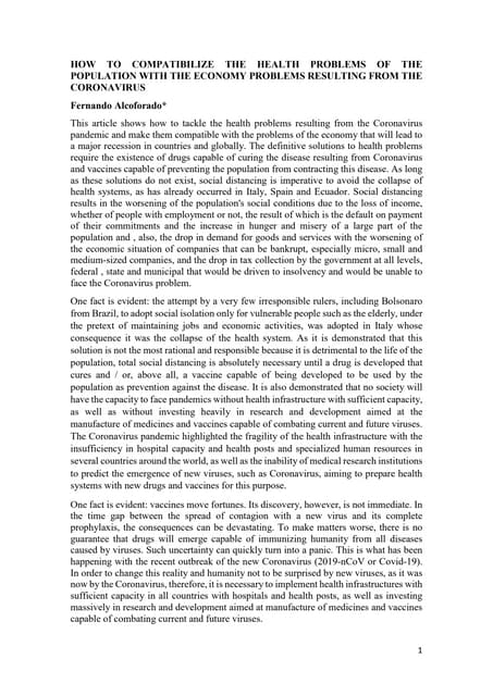 Coronavirus and its impacts on the world economy | PDF