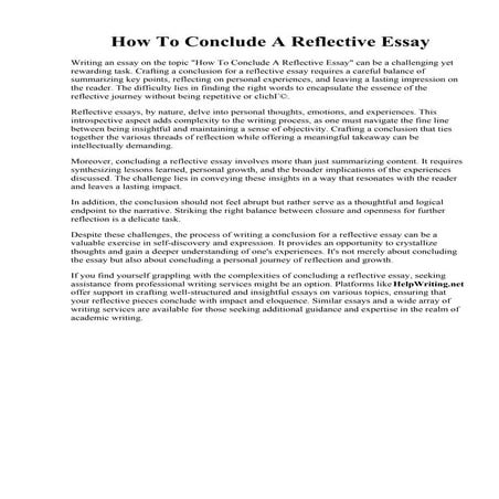How To Conclude A Reflective Essay.pdf | Educational Assessment | Education