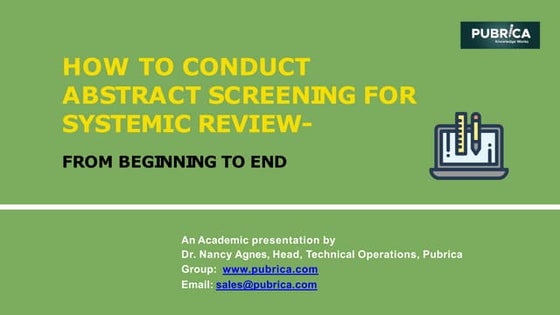 Conduct title screening for systemic review- using Endnote Covidence ...