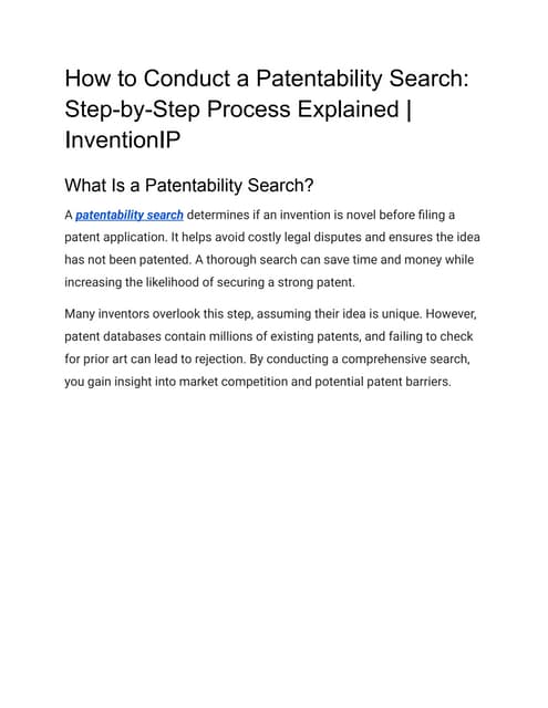 Steps to Conduct Patent Landscape Analysis | Search Report ...