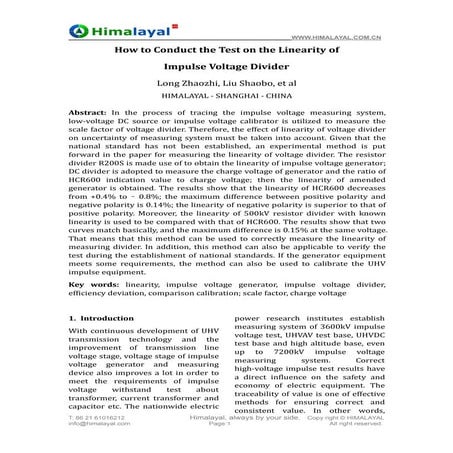 How to conduct the test on the linearity of impulse voltage divider ...