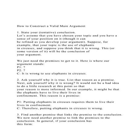 How to Construct a Valid Main Argument 1. State your (tent.docx