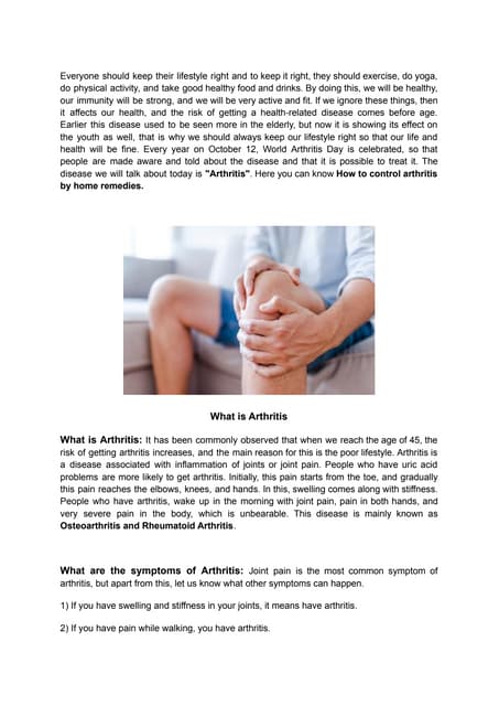 Arthritis : causes, symptoms, treatment and prevention | PPTX | Bone ...