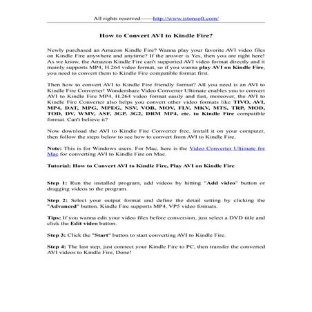 How to convert avi to kindle fire | PDF
