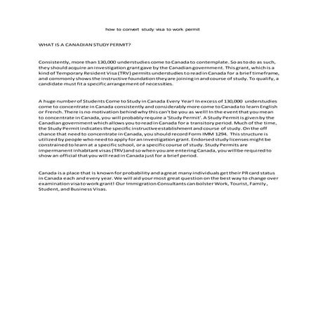How to convert study visa to work permit | DOCX