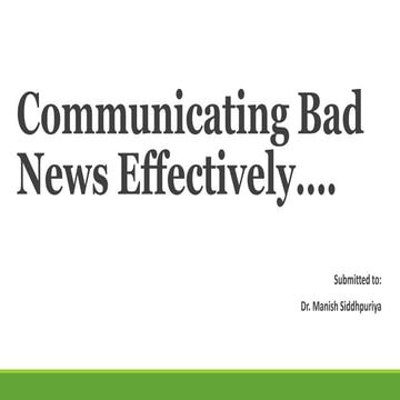 How to communicate bad newz effectively??? | PPT