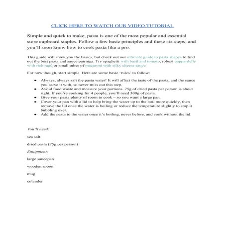 HOW TO COOK PASTA | PDF