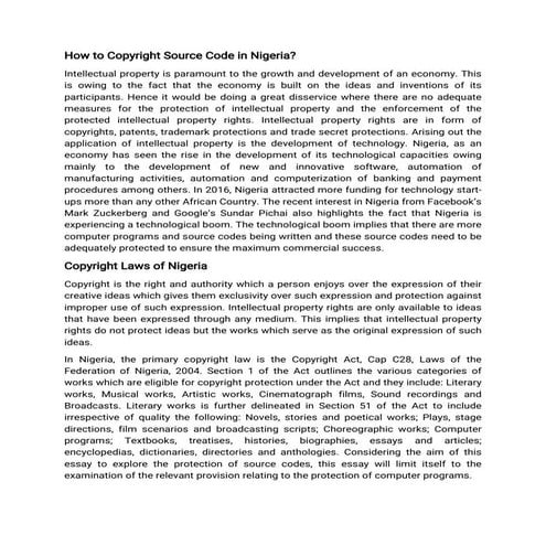 How to Copyright Source Code in Nigeria | PDF