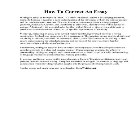 How To Correct An Essay | PDF