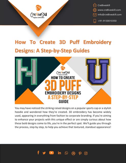 3D Puff Embroidery Digitizing | PDF