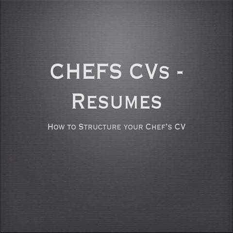 How To Create A Chefs Cv Resume | PDF