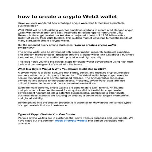 Comprehensive Guide to Creating a Profitable Crypto Web3 Wallet in 2026 ...