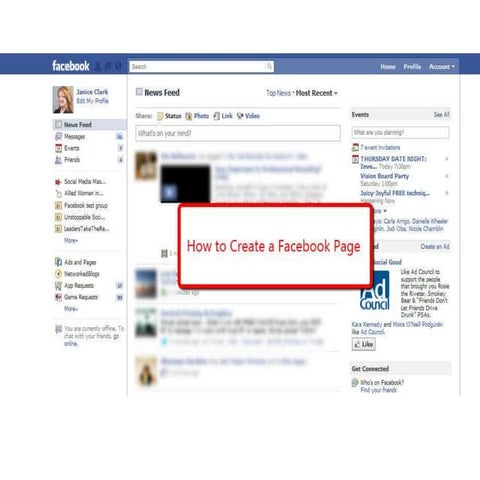 How to create a facebook page | PPTX | Internet for Beginners | Internet