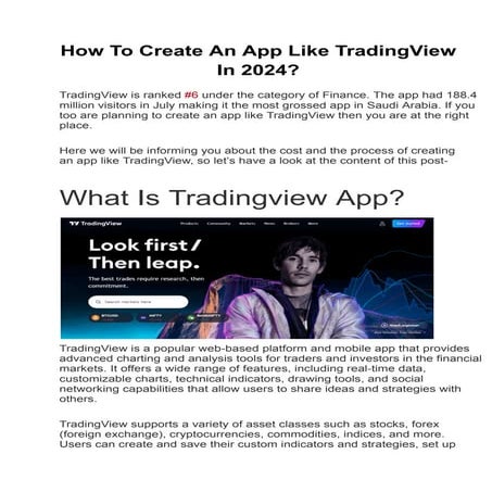 How To Create An App Like TradingView In 2024 | PDF | Free Download