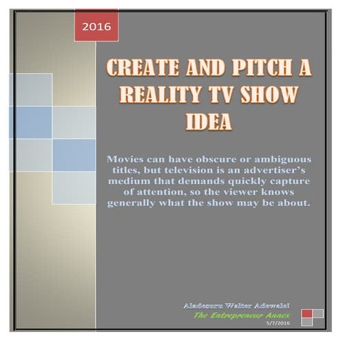 How to create and pitch a reality tv show idea | PDF