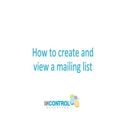 How to create and view a mailing list | PDF